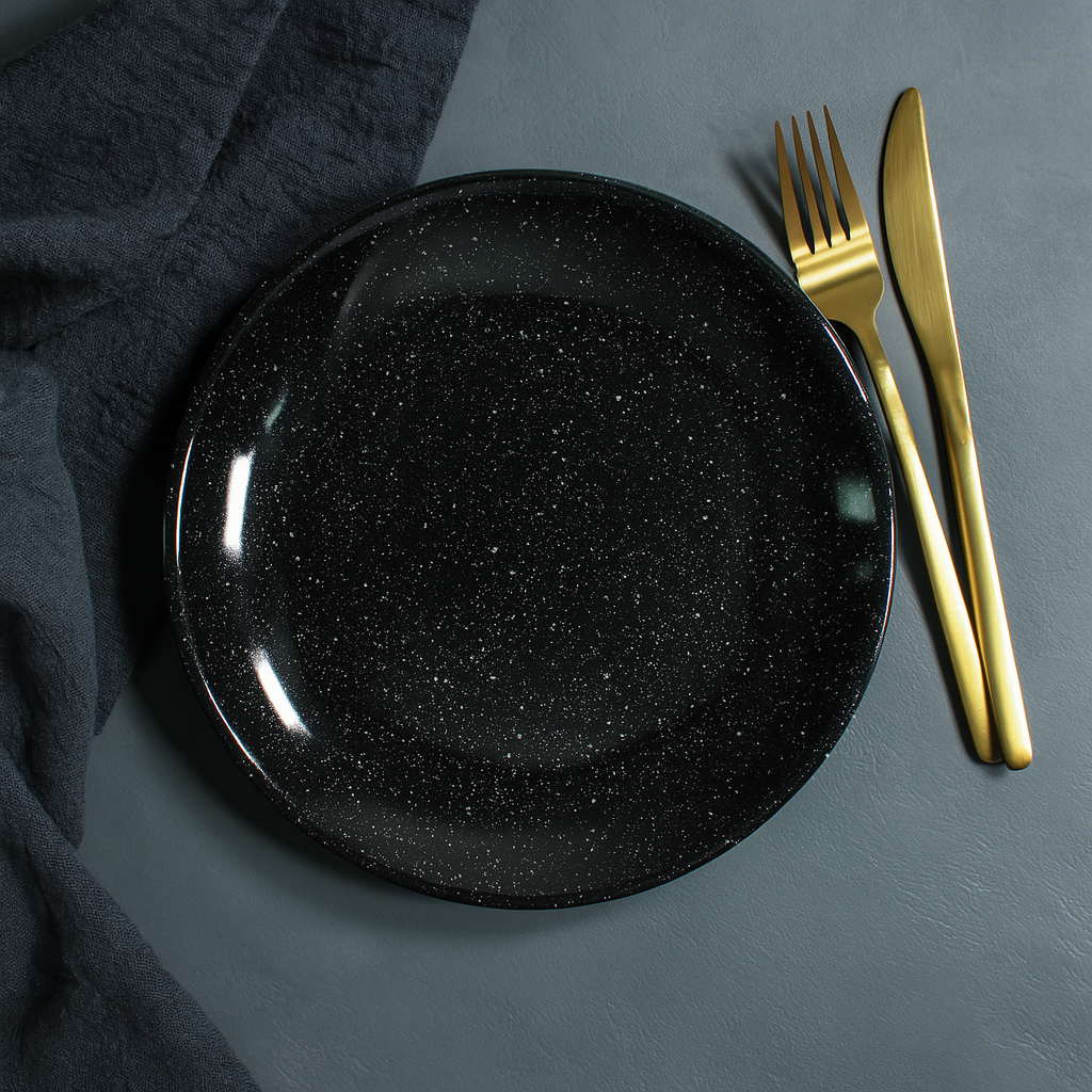 Small Round Plate (Black Granite) – Five Star Melamine