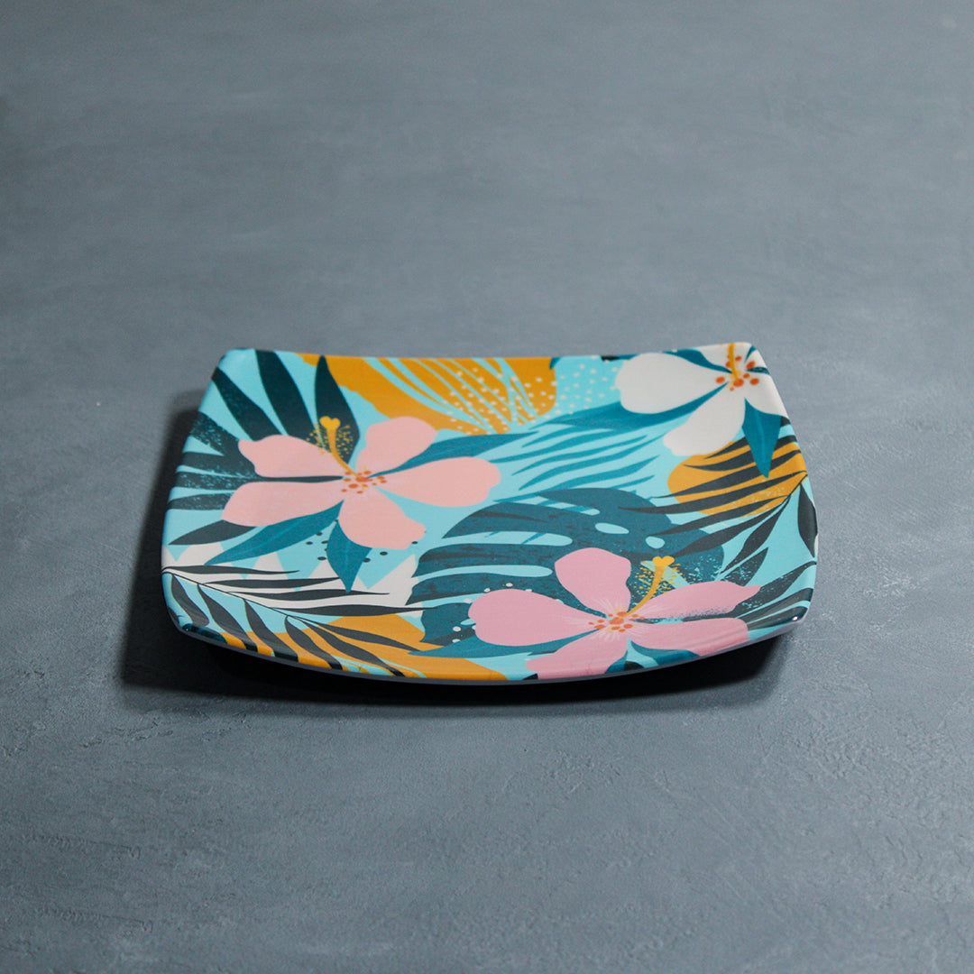 Small Square Plate (Tropical Bloom) – Five Star Melamine