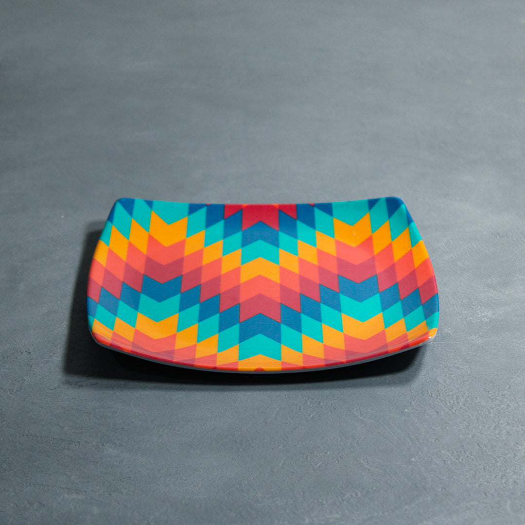 Small Square Plate (Chevron Fiesta) – Five Star Melamine